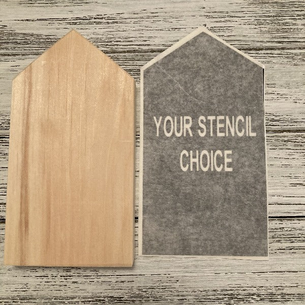 Vertical House Shaped Wood Block with Stencil – YouCanDoItDIYKits
